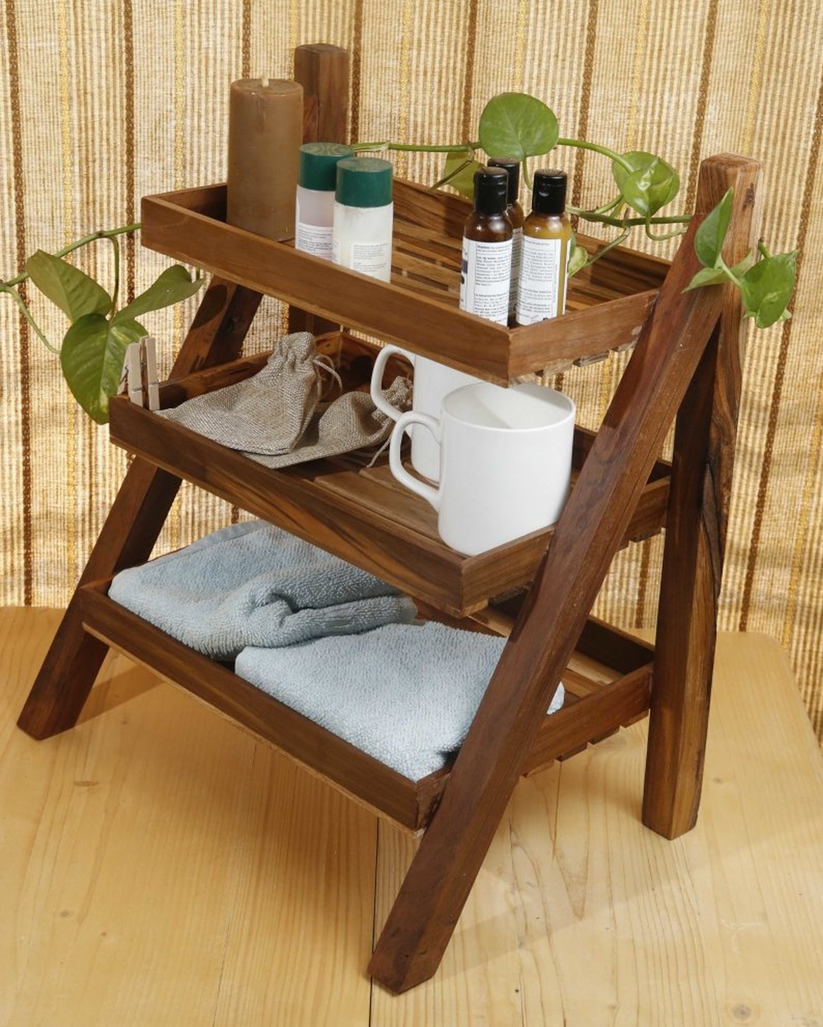 Shop Premium Teak Wood Multi-Purpose Rack | Home Essentials ...