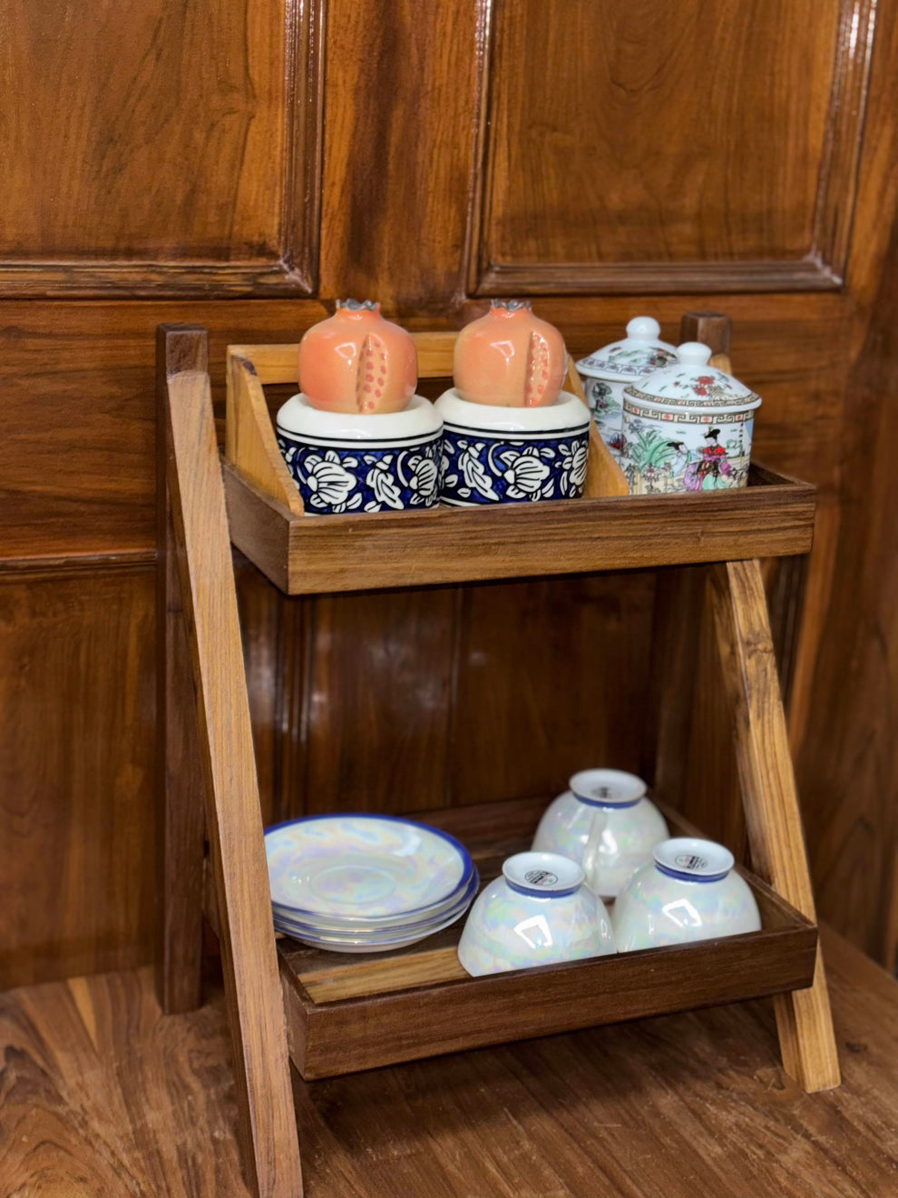 Premium Teak Wood Two Shelf Rack | Elegant Home Storage – Artiqulate ...